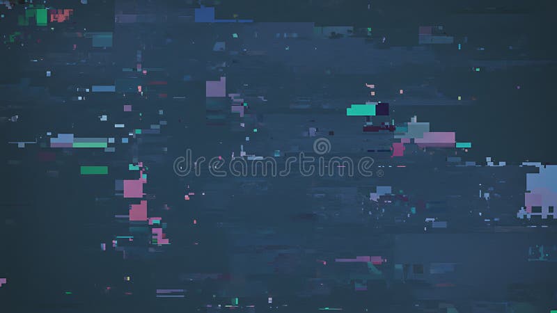 Dark Blue Abstract Glitch Pattern with Colorful Squares Digital Art ...