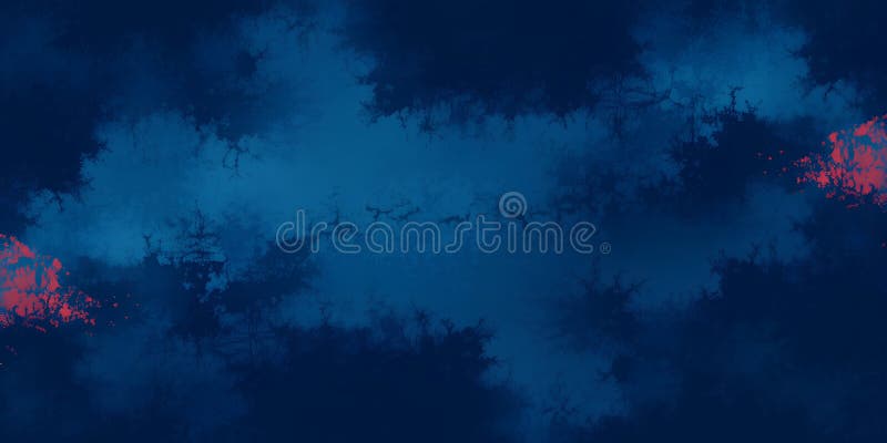 A Dark Blue Abstract Painting with Cloud Like Formations and Red ...