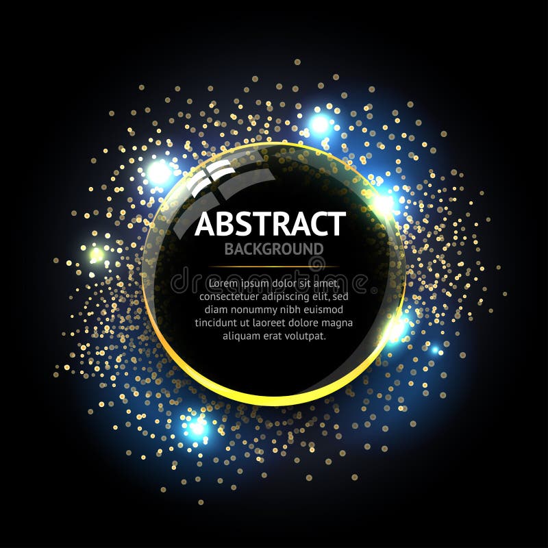 Dark Blue Abstract Ring Background. Metal Chrome Shine Round Frame with ...