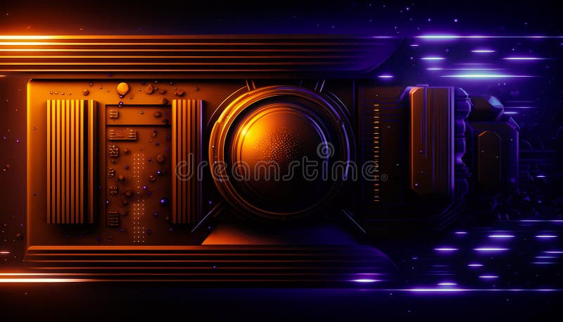 Dark Blue Abstract Tech Background with Glowing Elements. Generative AI ...