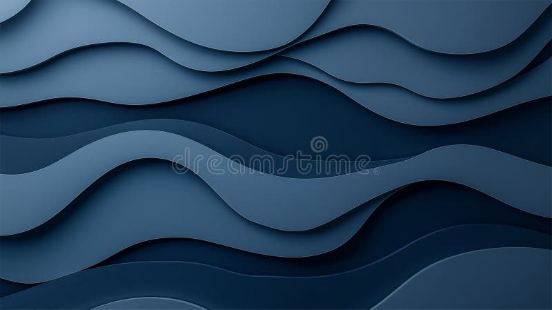 Dark Blue Abstract Wavy Wallpaper. Modern Curvy Background with Shadows ...