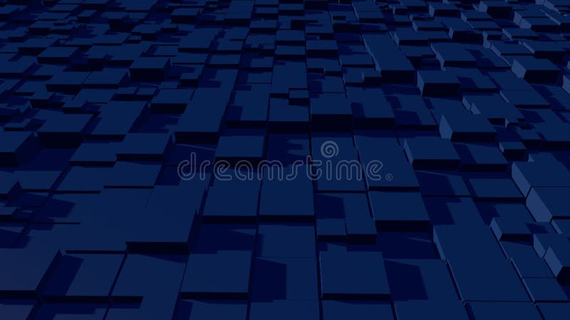 Dark Blue Abstraction with Moving Square Elements and Shadows ...