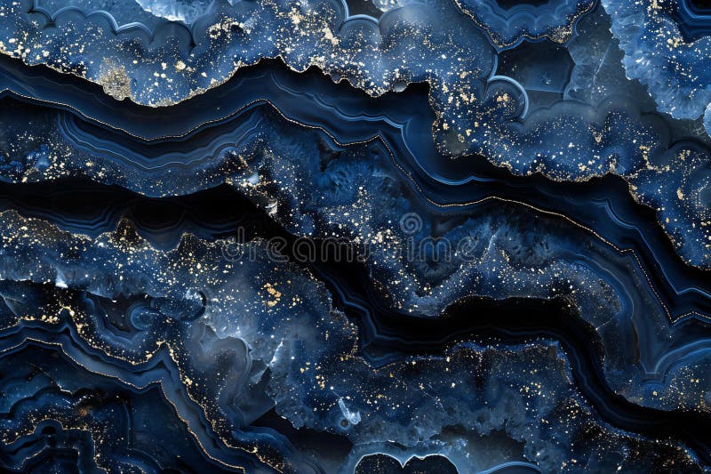 A Dark Blue Agate Surface with Silver Veins, Creating an Abstract ...