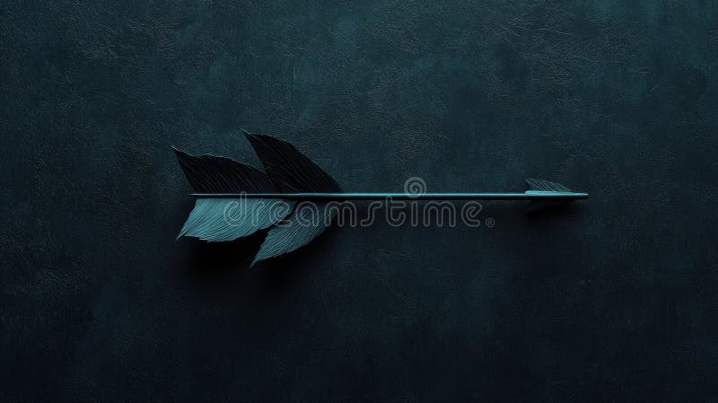 A Dark Blue Arrow with a Feather at the End. Stock Photo - Image of ...