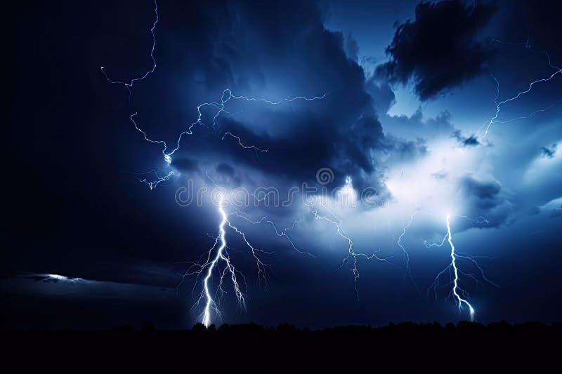 Dark Blue Backdrop with Lightning and Stormy Sky in the Background ...