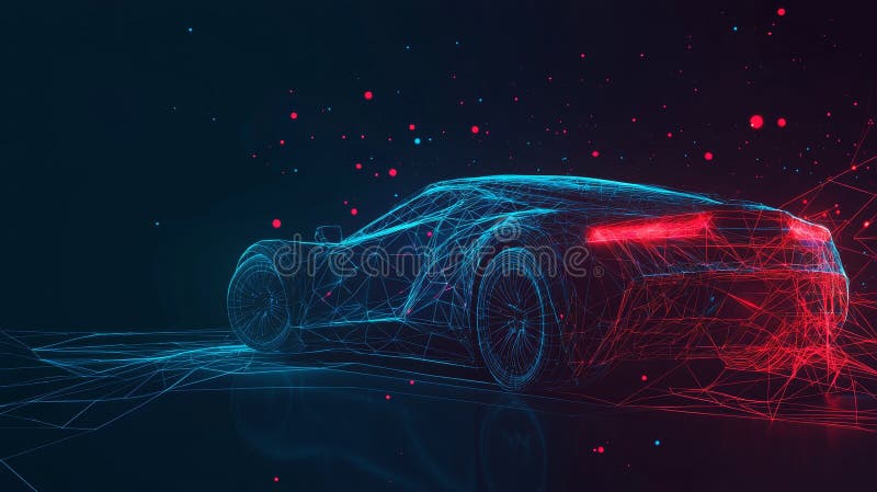 Dark Blue Background with Abstract Digital Futuristic Illustration of a ...