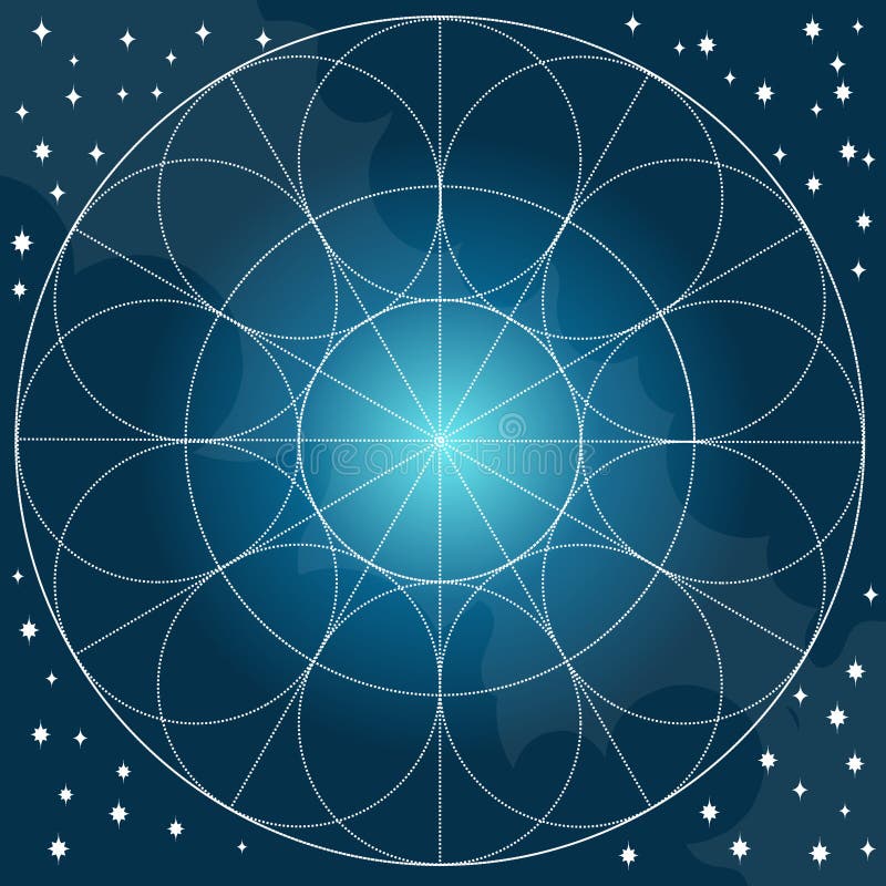 Dark Blue Background with Abstract Geometric Pattern of Circles ...