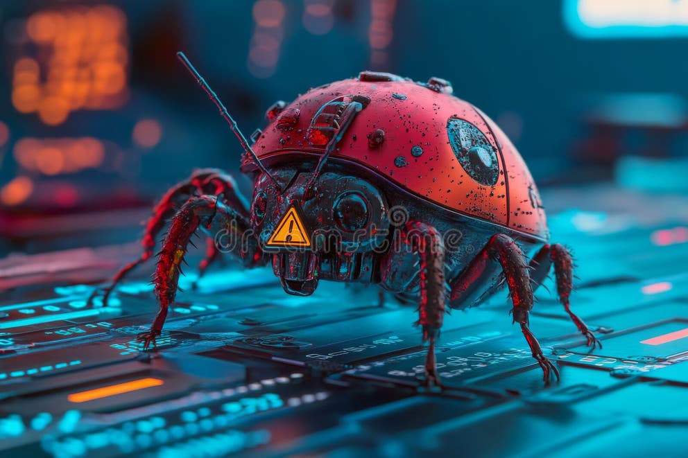 On a Dark Blue Background, Cryptic Code Scrolls while a Red Virus ...