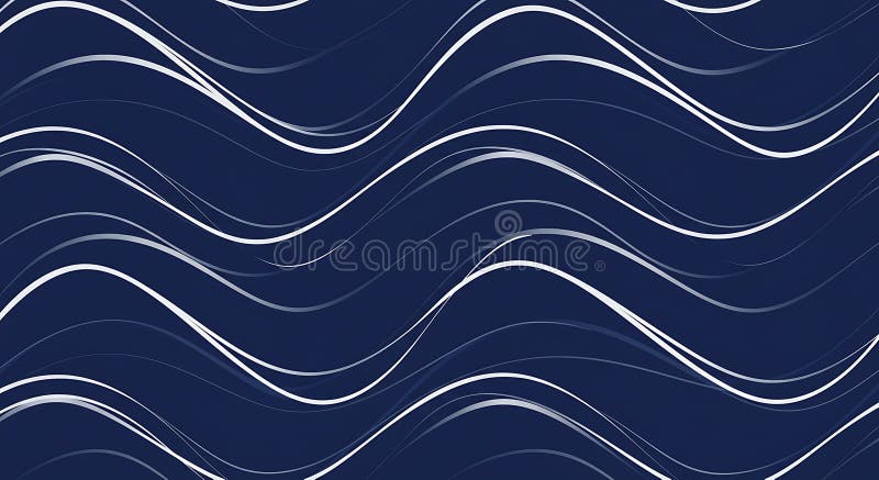 Dark Blue Background Features a Series of Wavy, Flowing White Lines ...
