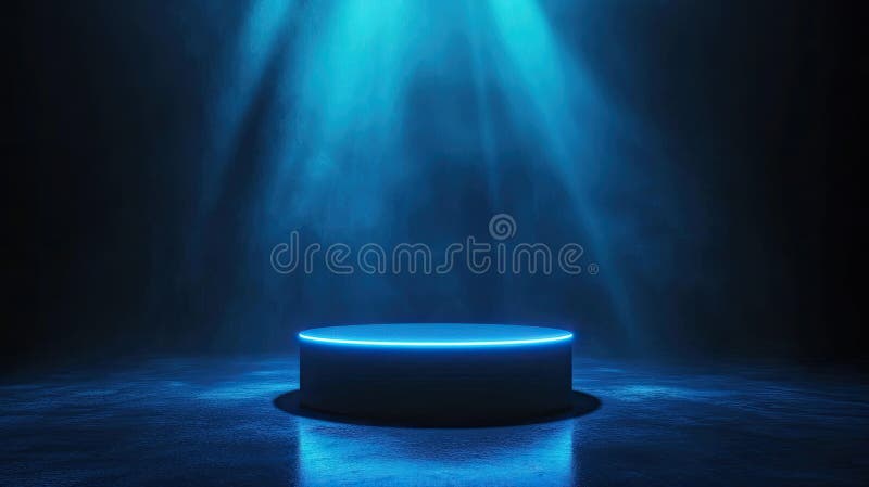 Dark Blue Background with a Glowing Blue Circle Platform in the Middle ...