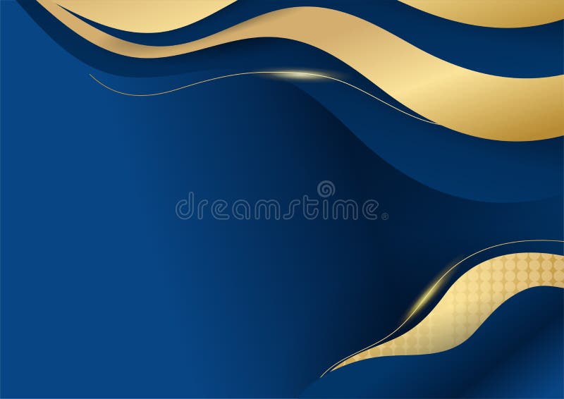 Dark Blue Background with Gold Shiny Line Elements for Presentation ...