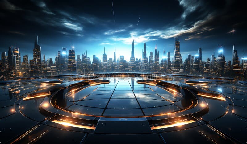 Dark Blue Background with Indigo Light. Digital World Abstract Technology Stock Image - Image of ...