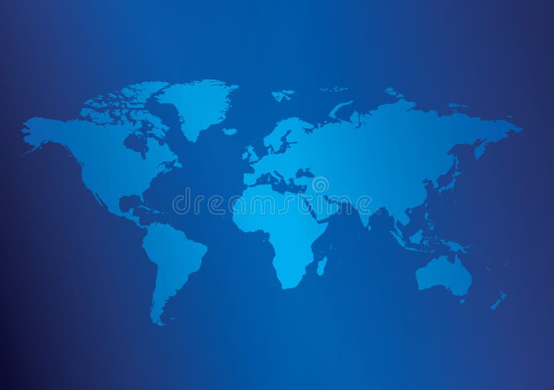 Dark Blue Background with Light Blue Map of the World - Vector I Stock ...