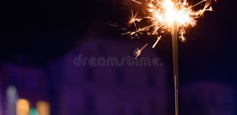 Dark Blue Background with Lit Sparkler Stock Image - Image of fire ...