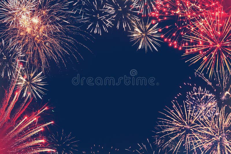 Stars of the Fireworks are on a Dark Blue Background Stock Image ...