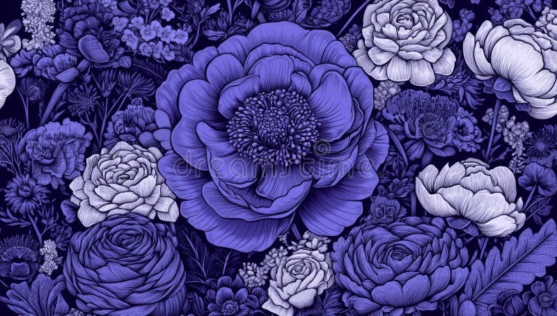 On a Dark Blue Background, this Mural Wallpaper Includes a Large-scale ...