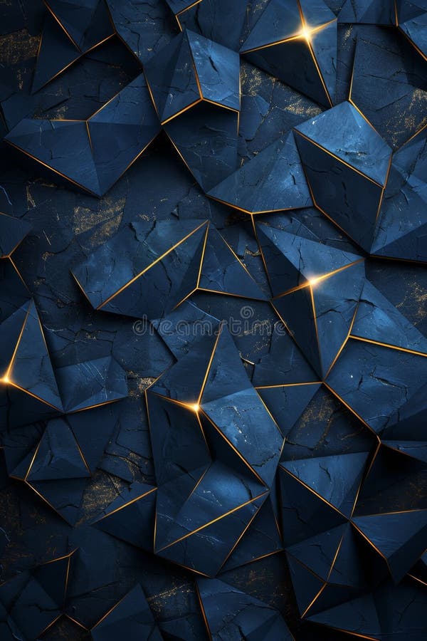 Dark Blue Background with Opulent Triangle Pattern and Golden ...