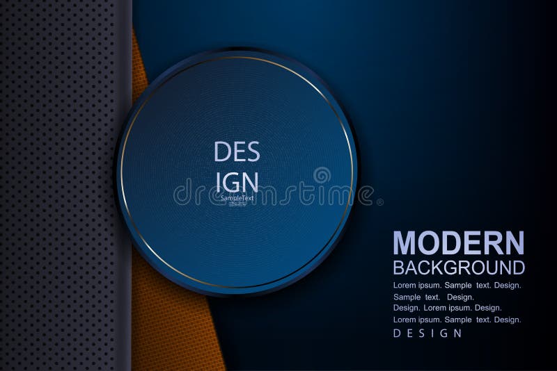 Dark Blue Background with a Round Frame with a Border of Gold Color ...