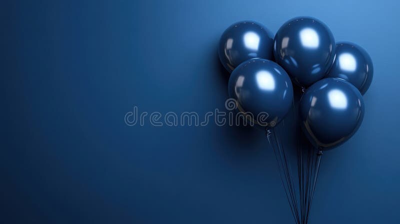 Dark Blue Balloons Cluster on Elegant Minimalist Background Stock ...