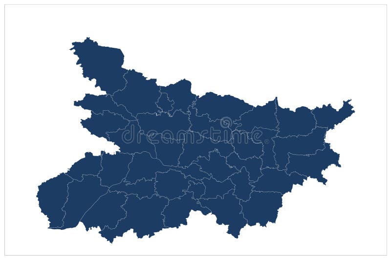 Dark Blue Bihar State of India with District Map Illustration Stock ...