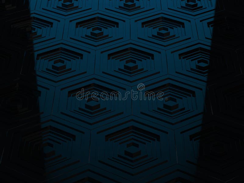 Dark Blue and Black Tech Hexagons Stock Illustration - Illustration of ...
