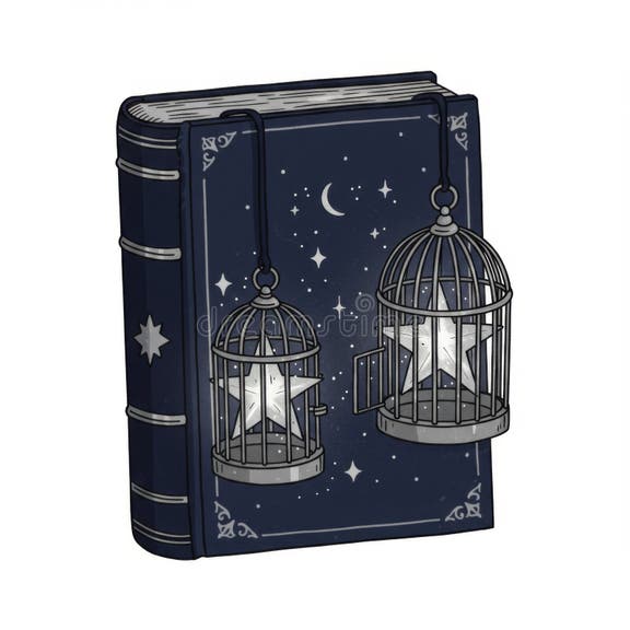 Dark Blue Book with Celestial Pattern and Star in Cage Decorations ...
