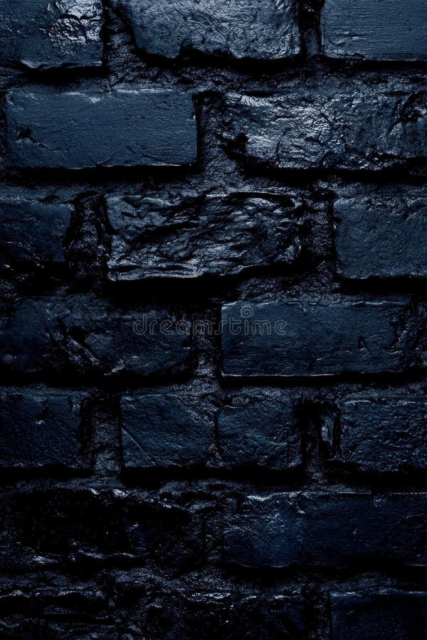 Dark Blue Brick Wall Texture. Grunge Stone Block Background. Rough ...
