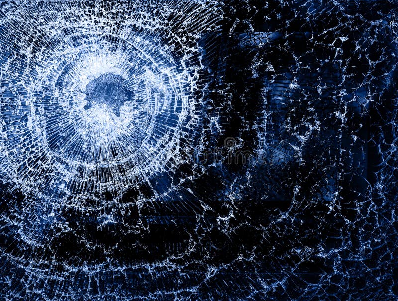 Dark Blue Broken Glass Background Pattern Stock Photo - Image of bullet ...