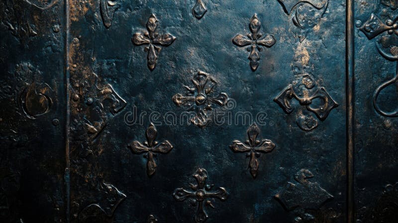 Dark Blue and Bronze Ornate Metal Texture. AI Generated Stock ...