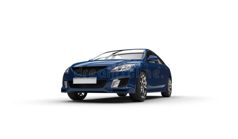 Dark Blue Car - Front View stock illustration. Illustration of darkblue ...