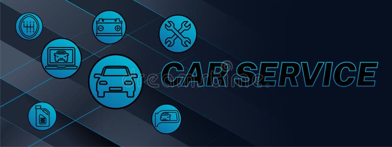 Dark Blue Car Service Banner Background Design Stock Vector ...
