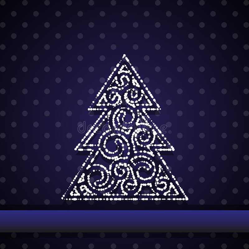 Dark Blue Card with Fir Tree Stock Vector - Illustration of pattern ...