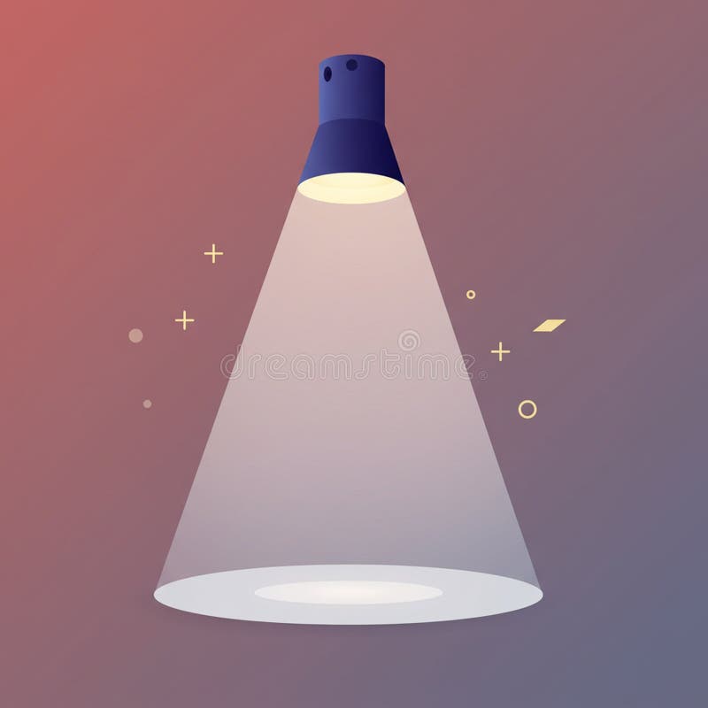 A Dark Blue Ceiling Spotlight Emits a Wide Cone of Light Onto a Surface ...