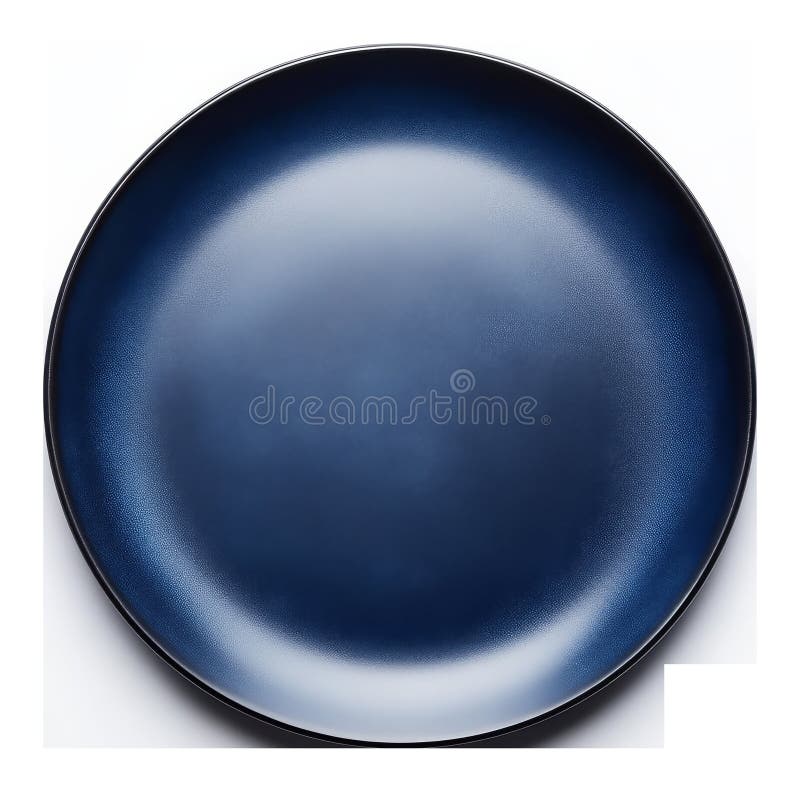 Dark Blue Ceramic Plate Against White Background, Minimalistic ...