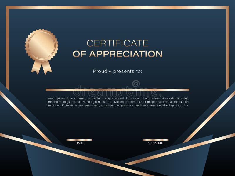Employee Golden Blue Certificate Design Template Stock Illustrations – 83 Employee Golden Blue ...