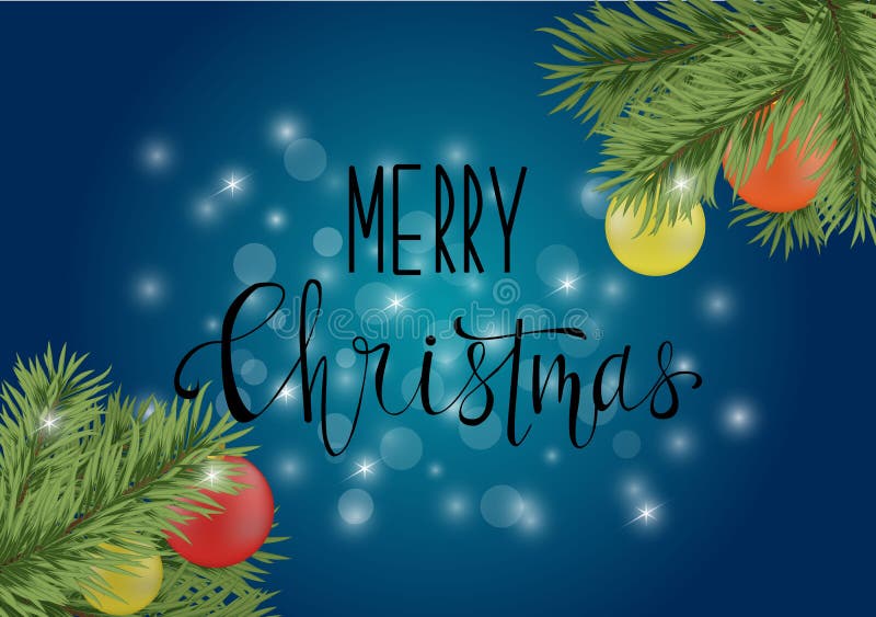 Blue Christmas Poster or Card with Traditional Decoration Elements and ...