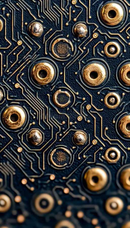 Dark Blue Circuit Board Technology Background Perspective View with ...
