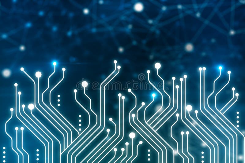 Dark Blue Circuits Background Stock Illustration - Illustration of ...