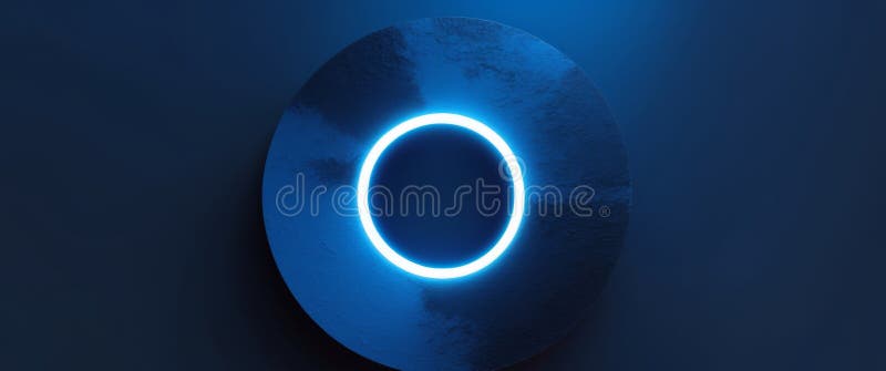 Dark Blue Circular Abstract Background with Glowing Neon Ring. Stock ...