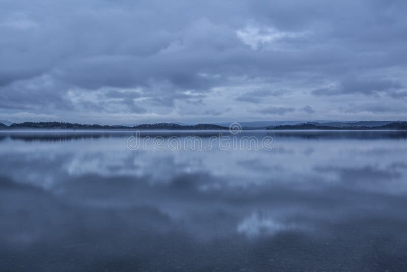 Dark Blue Cloudy Lake in Scotland Stock Image - Image of lonely ...