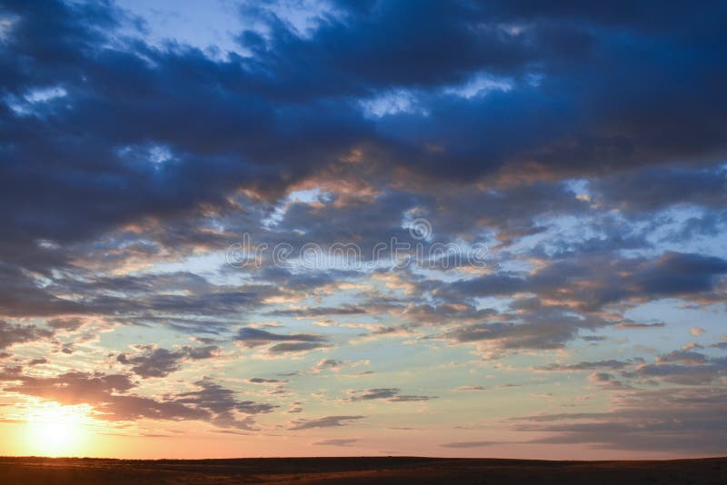 Dark Blue Cold Sky and Clouds in the Dawn Time Stock Photo - Image of ...