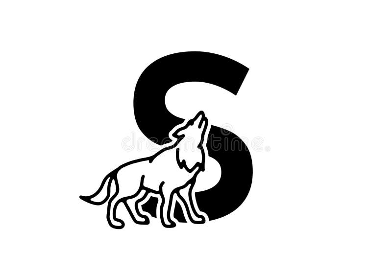 Dark Blue Color of S Initial Letter with Wolf Stock Vector ...