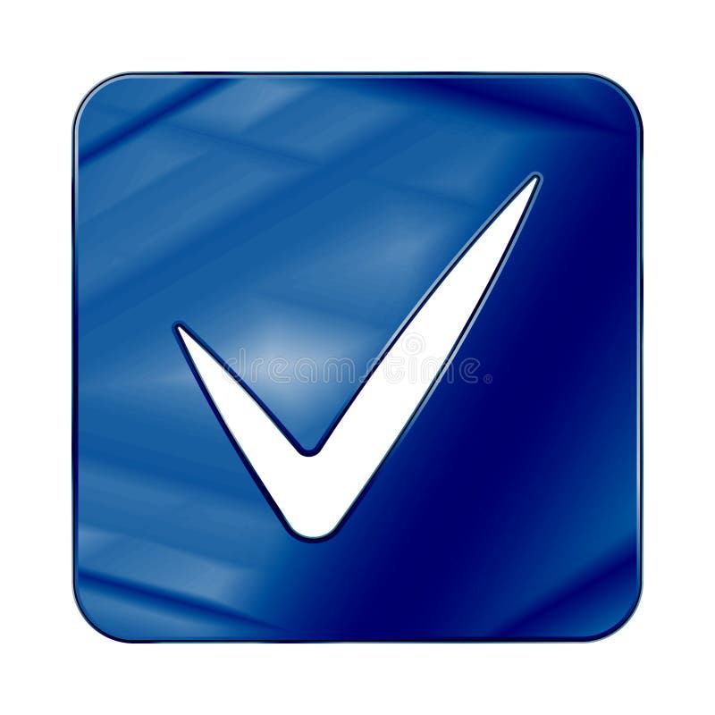 Dark Blue Colored Metal Chrome Web Icon Check Mark. Stock Vector ...