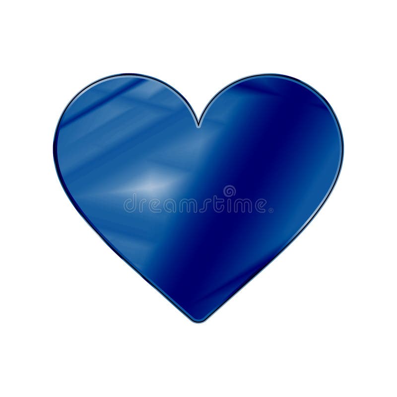 Dark Blue Colored Metal Chrome Web Icon Heart. Stock Vector ...