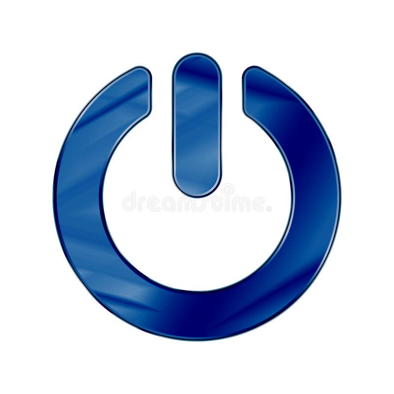 Dark Blue Colored Metal Chrome Web Icon Power. Stock Vector ...