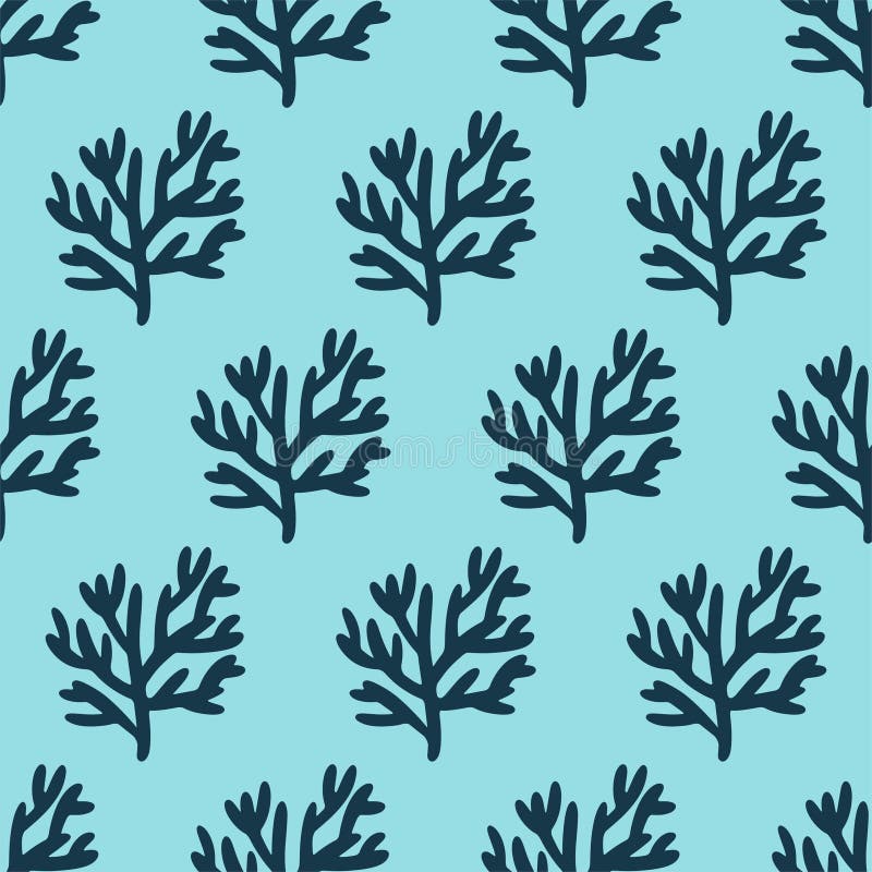Dark Blue Coral Reef on Light Blue Seamless Pattern Vector Stock Vector ...