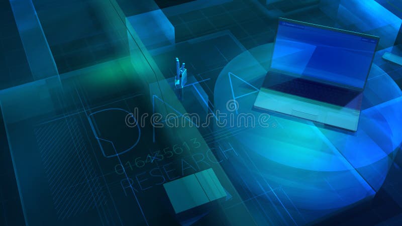 Dark Blue Corporate Background with Laptop on Data Research Topic ...