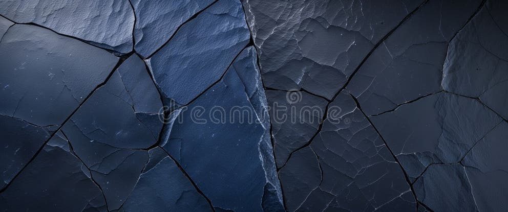 Dark Blue Cracked Slate Stone Texture Background. Stock Photo - Image ...