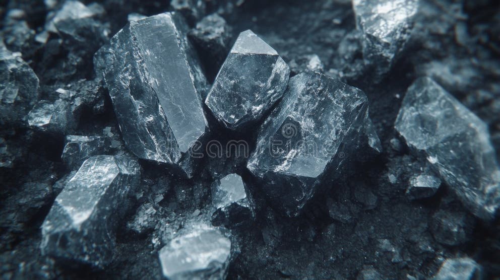 Dark Blue Crystalline Structures Cluster Together Stock Illustration ...
