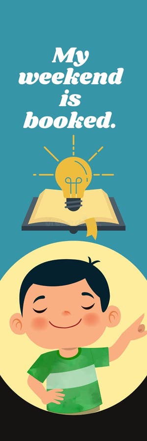 Blue Cute Boy and Grils Cloud for Kids Bookmark Stock Illustration ...